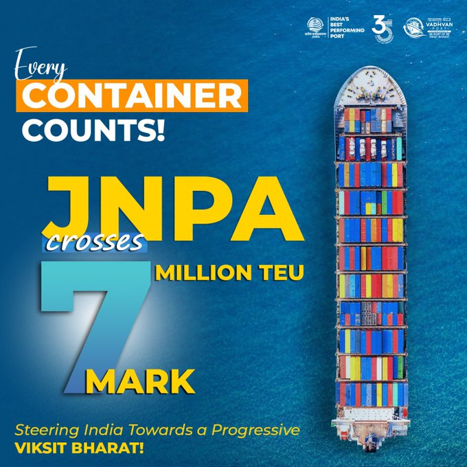 JNPA’s New Benchmark : Crossed 7 Mn TEUs so far - DST - Daily Shipping ...