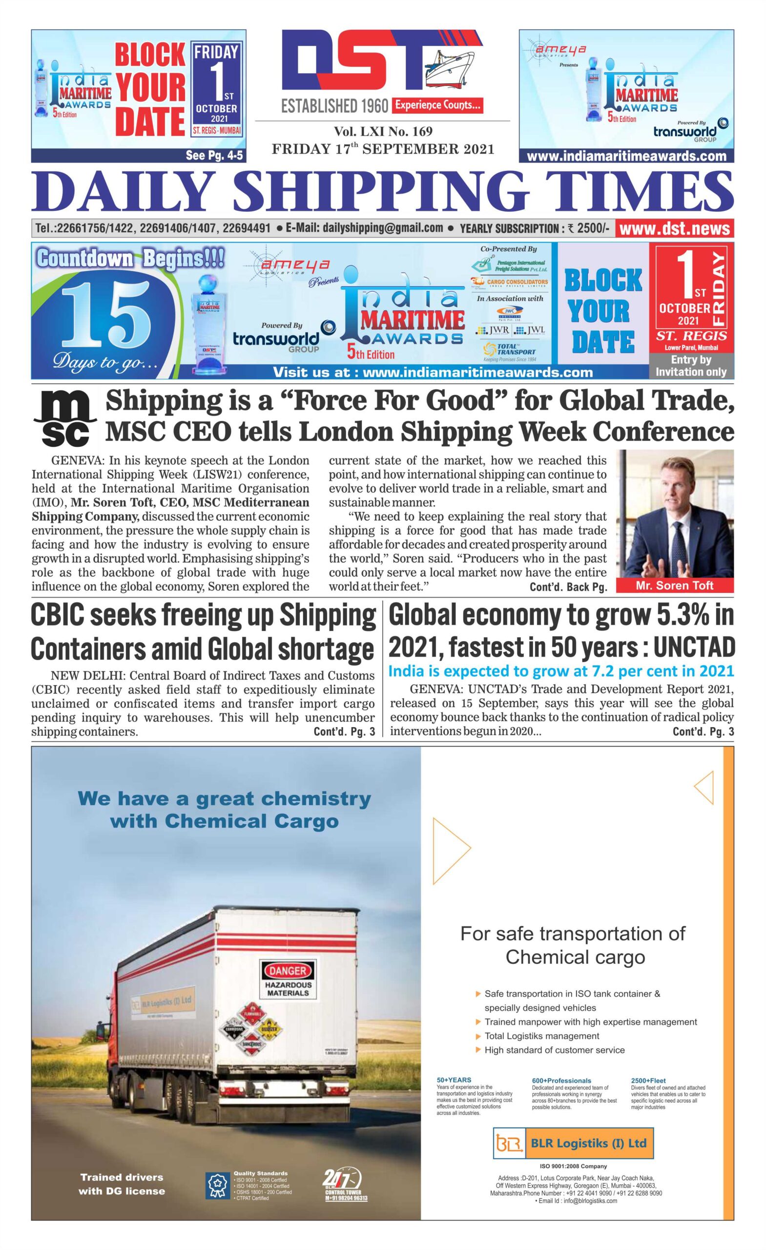 Sep 17, 2021 - DST - Daily Shipping Times