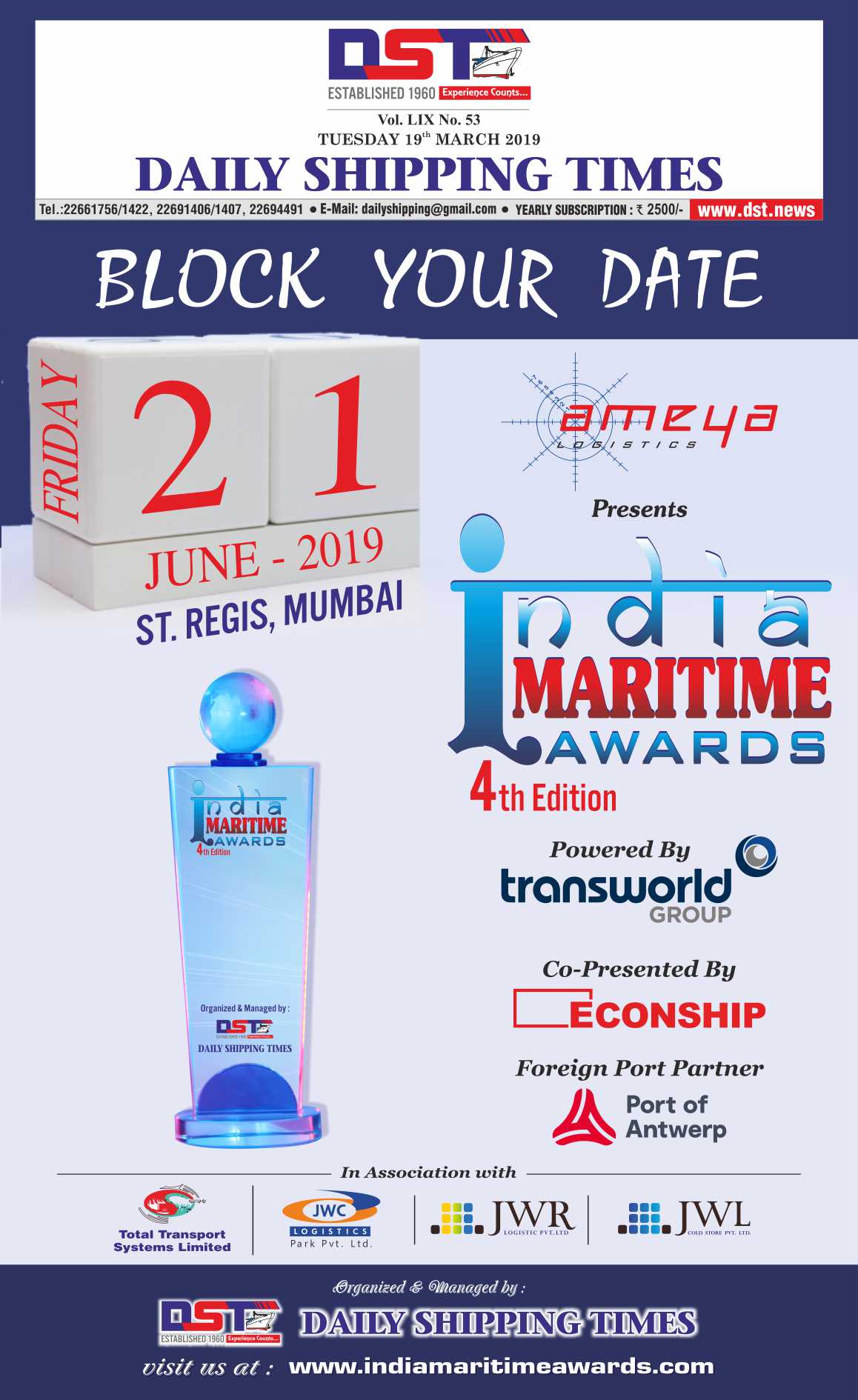 Mar 19, 2019 - DST - Daily Shipping Times